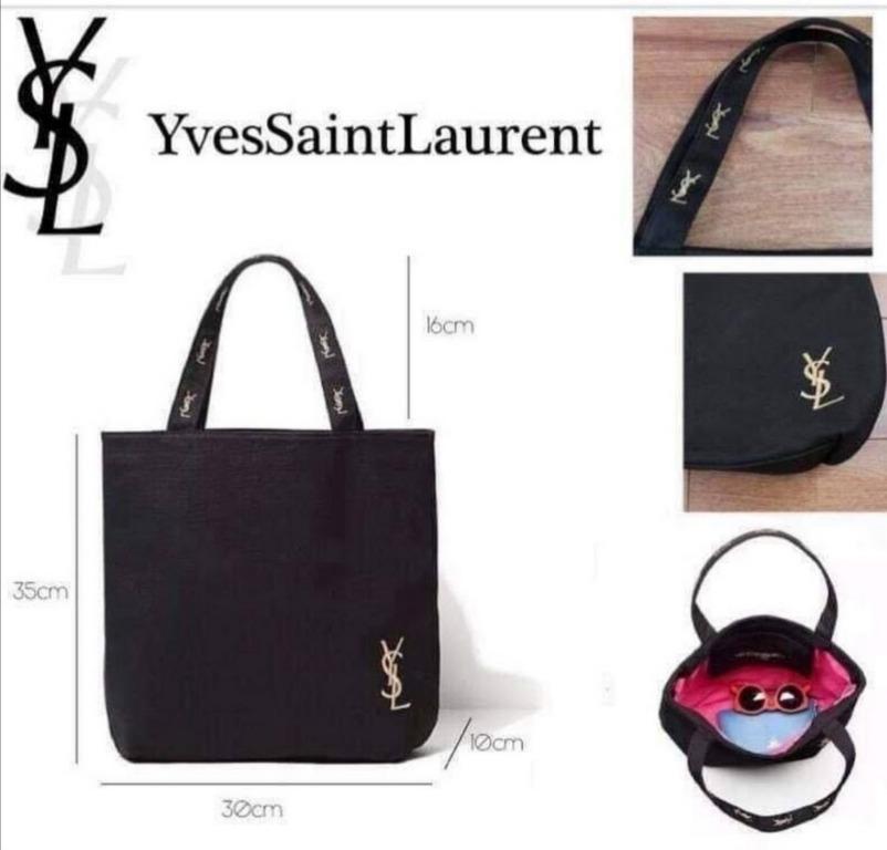 YSL 經典金色LOGO刺繡帆布手挽袋, 女裝, 手袋及銀包, 多用途袋 - Carousell