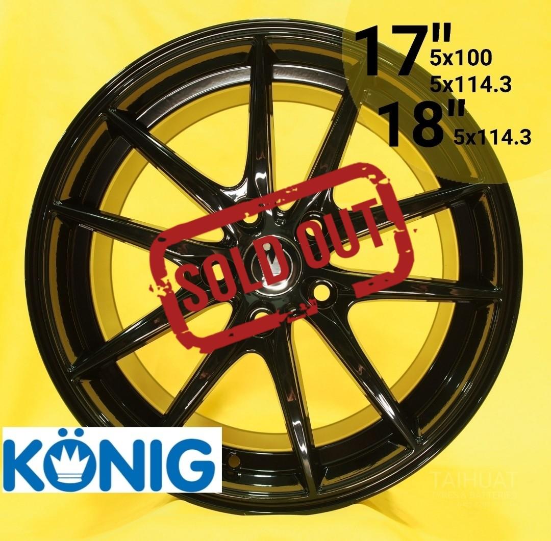 17" 18" KONIG OVERSTEER Gloss black 5x114.3 5x100 rims, Car Accessories ...