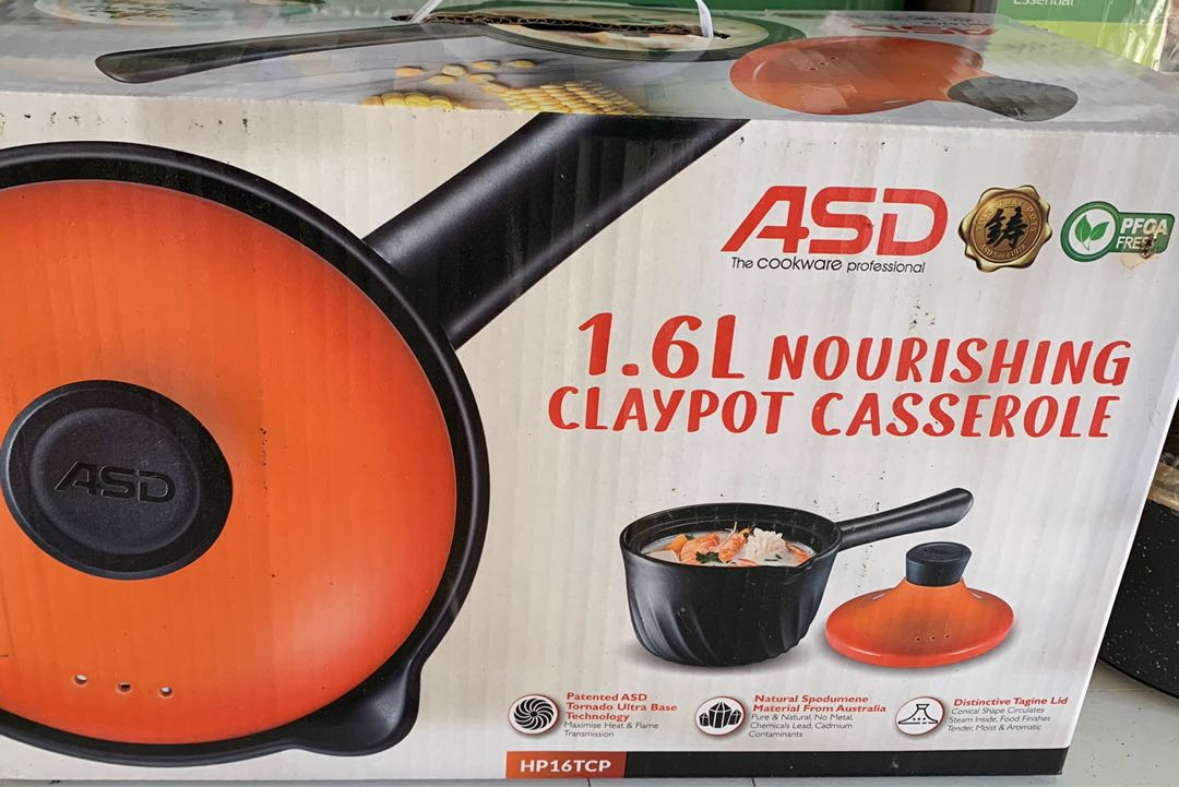 ASD 1.6L TORNADO CLAYPOT CASSEROLE - ORANGE LID, Furniture & Home ...