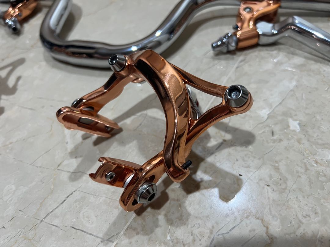 Brompton brake caliper chrome rose gold, Sports Equipment, Bicycles ...