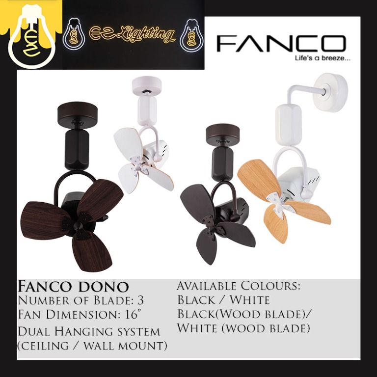 Fanco Dono 16" Corner Fan with remote control, Furniture & Home Living ...