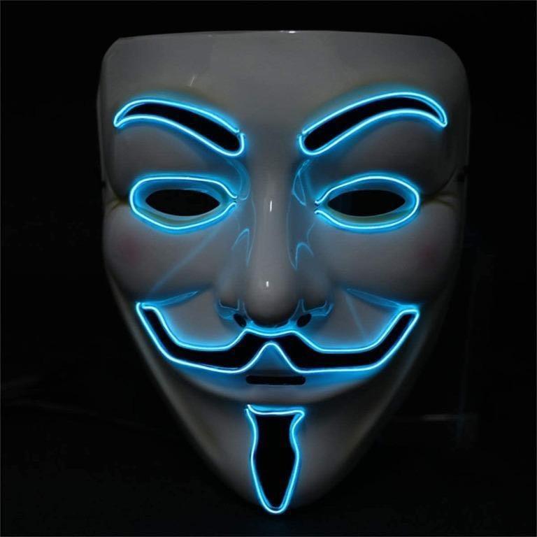 Flashez Anonymous Hacker Face Mask - Light Up Guy Fawkes V for Vendetta ...