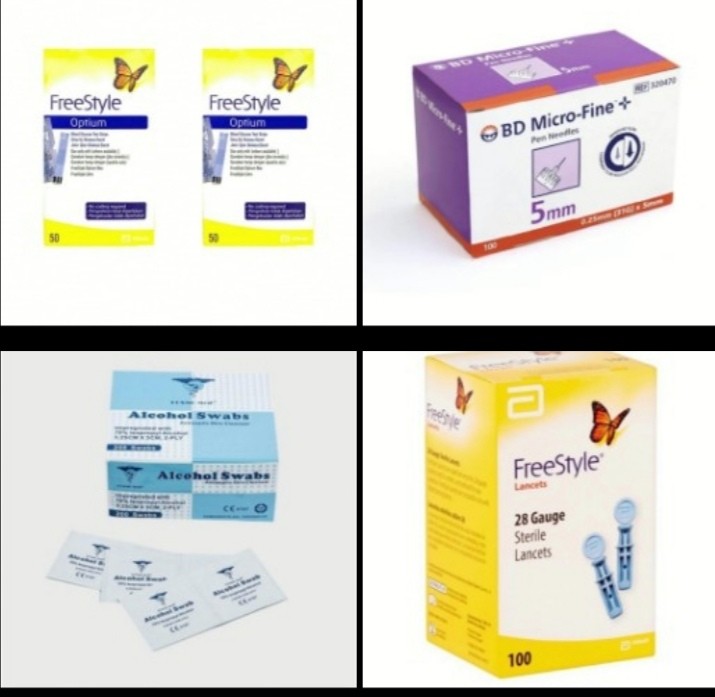Free style lancet 100pc, Freestyle Optium Glucose Test Strips 50sx2, BD ...