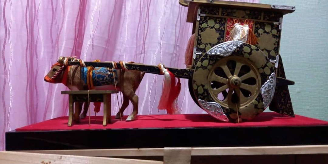 Japanese Hina Doll Lacquer Ox Carriage Stand Palanquin Miniature ...