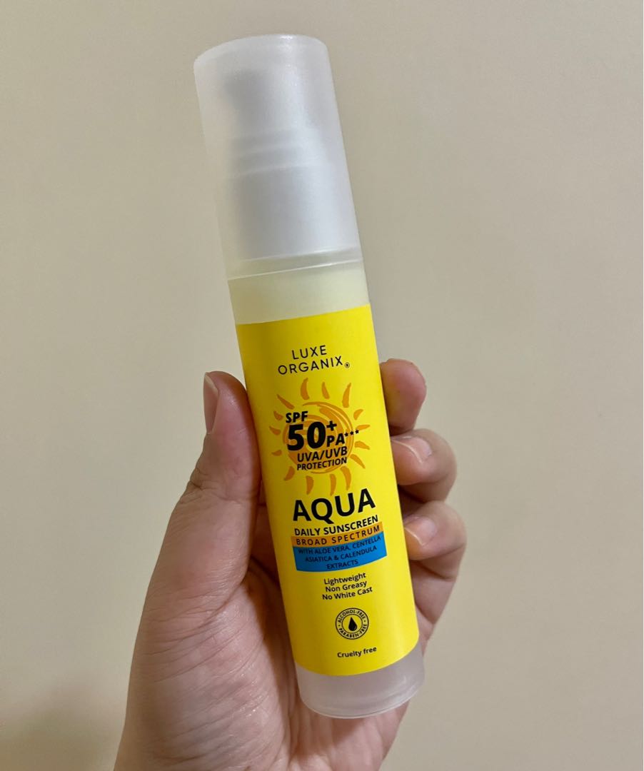 LUXE ORGANIX Aqua Daily Sunscreen SPF 50+ PA+++, Beauty & Personal Care ...