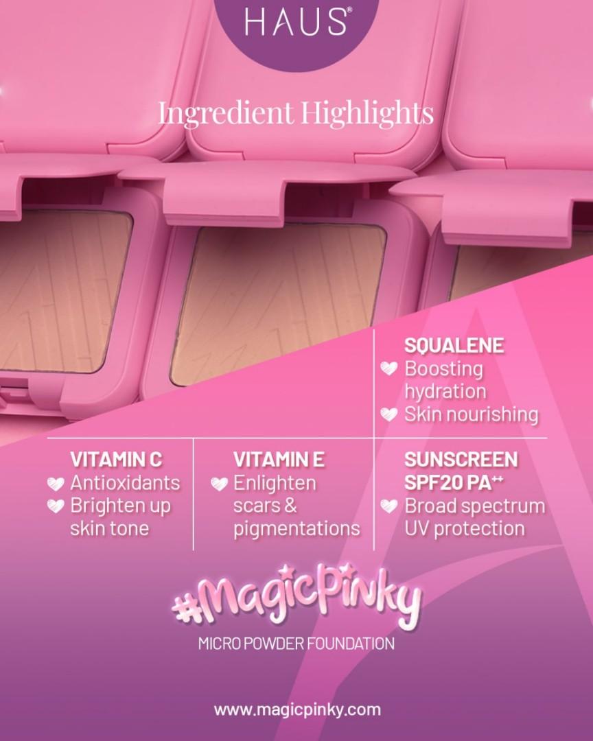 MAGIC PINKY COMPACT POWDER BY HAUS COSMETICS, Beauty & Personal Care ...