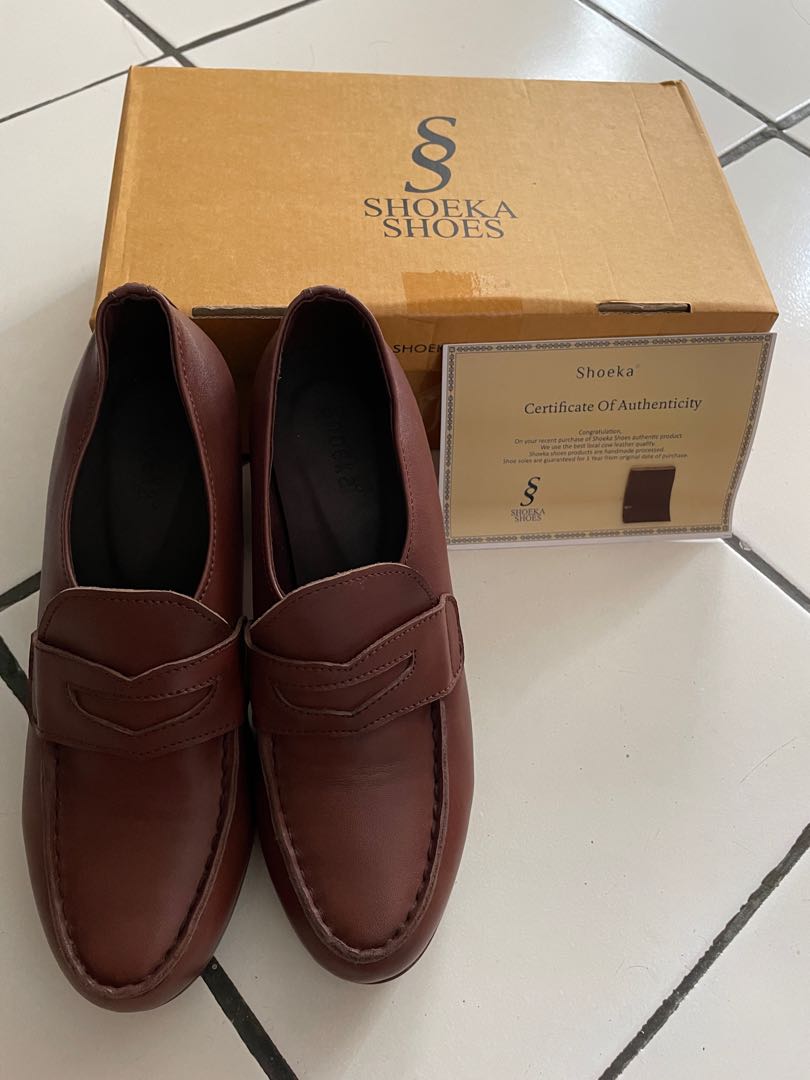 Malya Heels Leather by Shoeka Shoes, Fesyen Wanita, Sepatu di Carousell