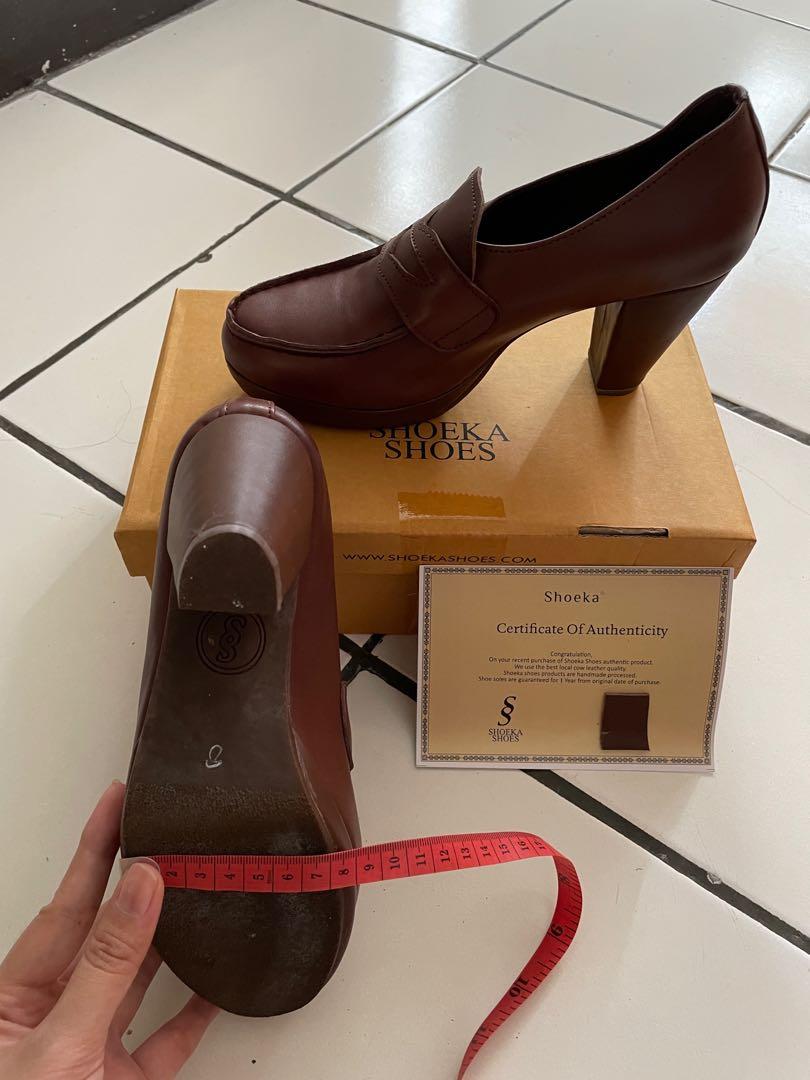 Malya Heels Leather by Shoeka Shoes, Fesyen Wanita, Sepatu di Carousell