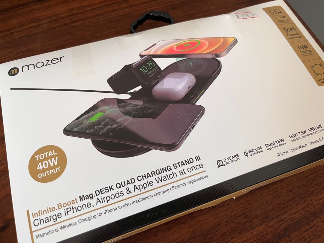 Mazer 40W Wireless charging station (MagSafe 4-in-1), Mobile Phones ...