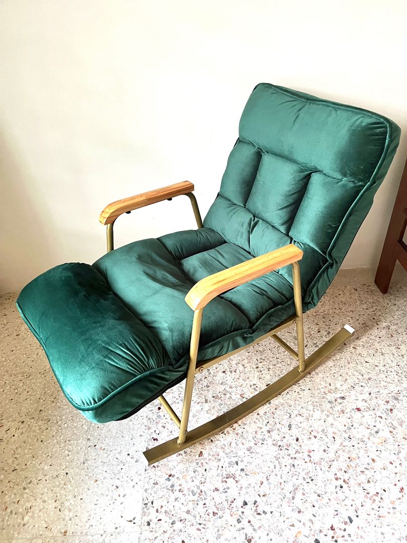 Adjustable dark green velvet rocking chair, Everything Else, Others on ...