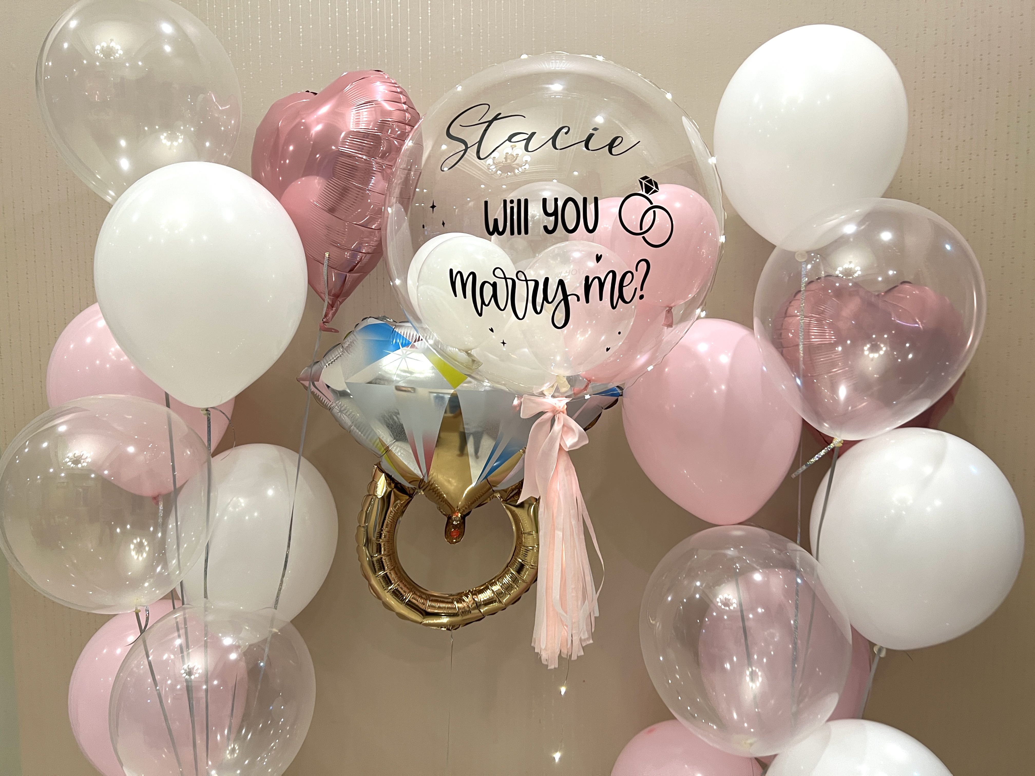 Personalised helium bubble balloons for rom, birthday, surprise ...