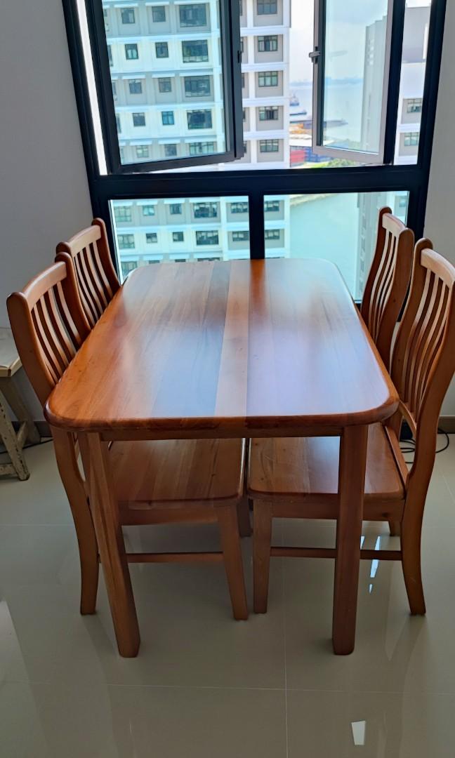 Rectangle Wood Table with Chairs, Furniture & Home Living, Furniture ...