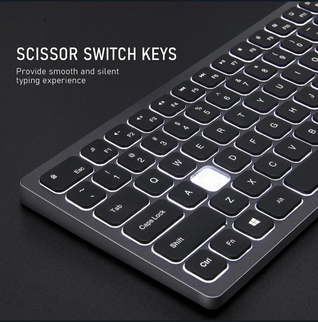Seenda IWG-WJK67FG Rechargeable Wireless Backlit Keyboard, Computers ...