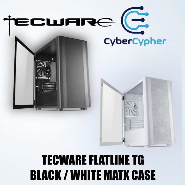Tecware Flatline TG Black/White MATX Case, Computers & Tech, Parts ...