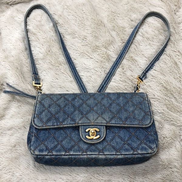 Vintage Chanel Denim Backpack, Luxury, Bags & Wallets on Carousell