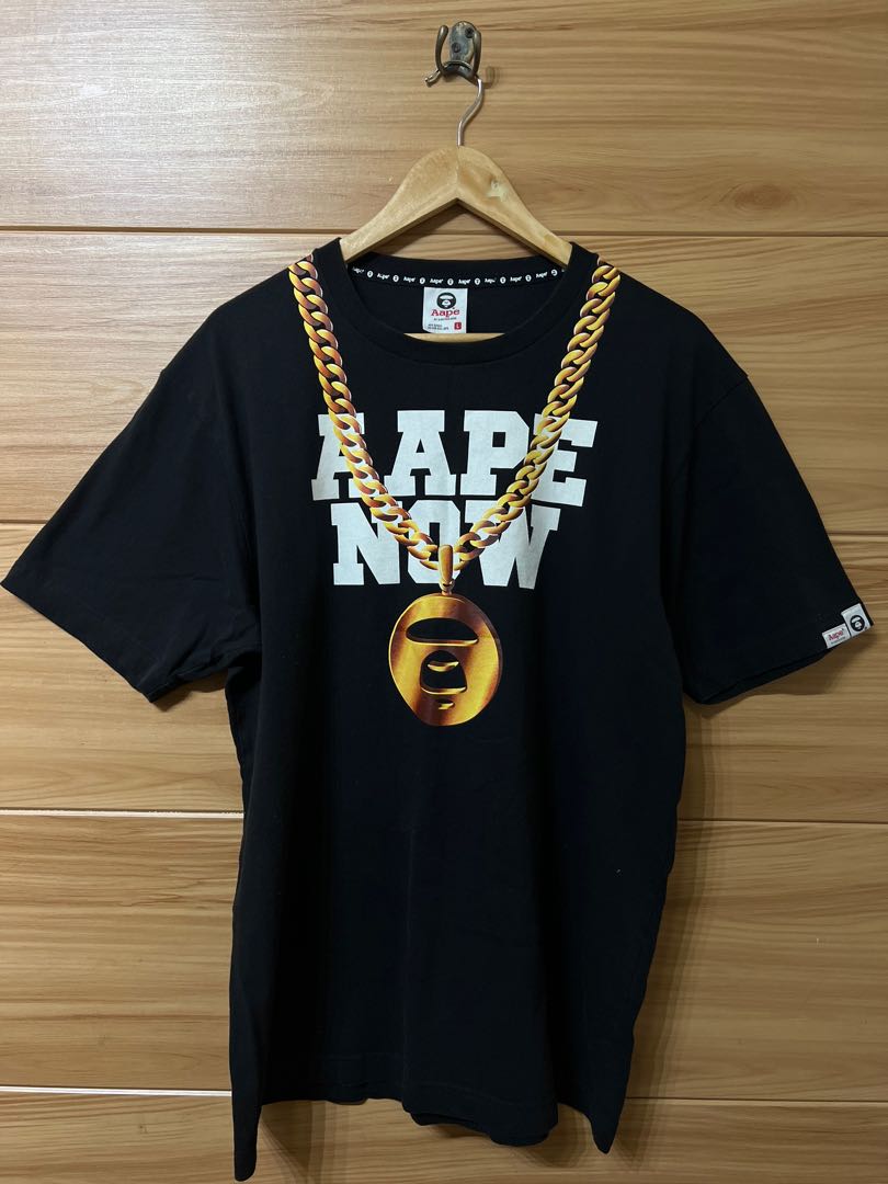 Aape Now With Gold Chain Necklace Print, Men's Fashion, Tops & Sets, Tshirts & Polo Shirts on ...