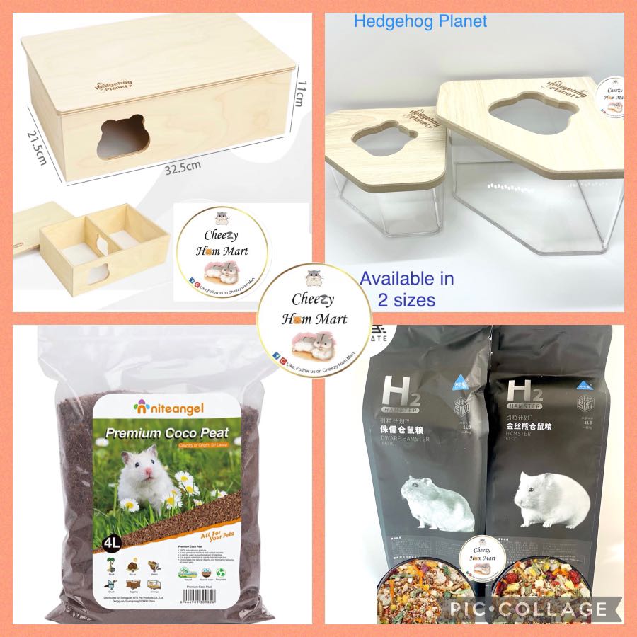 Hamster hideout box sand pit coco peat food, Pet Supplies, Homes ...