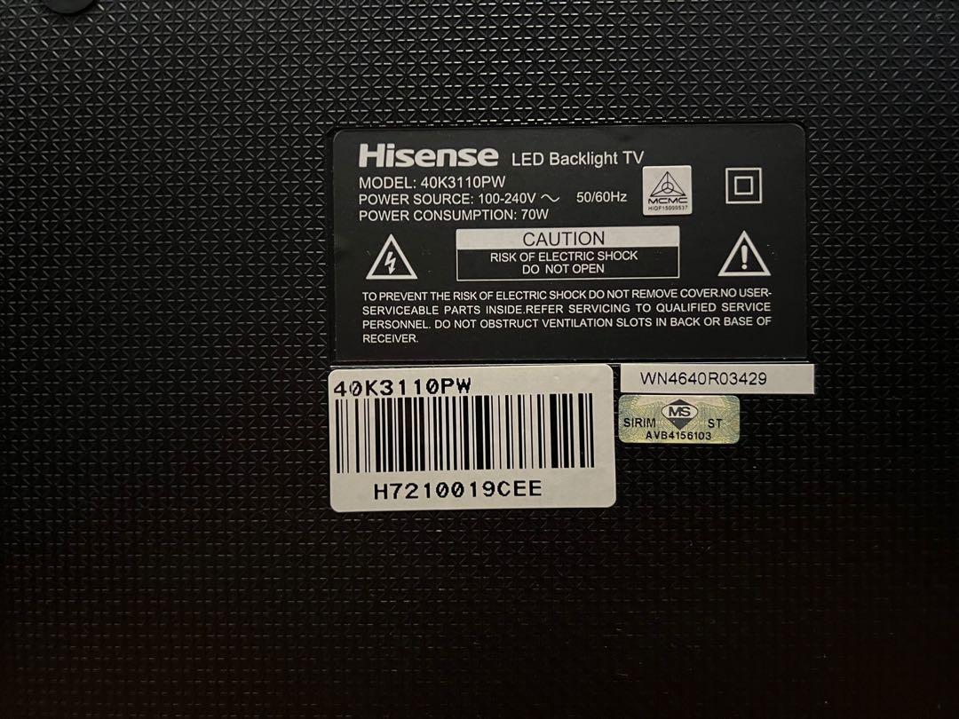 Hisense 40K3110PW 40-inch Full HD LED backlight TV, TV & Home ...