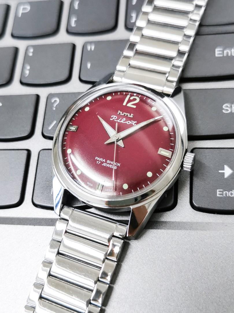 HMT Pilot Maroon, Men's Fashion, Watches & Accessories, Watches on ...