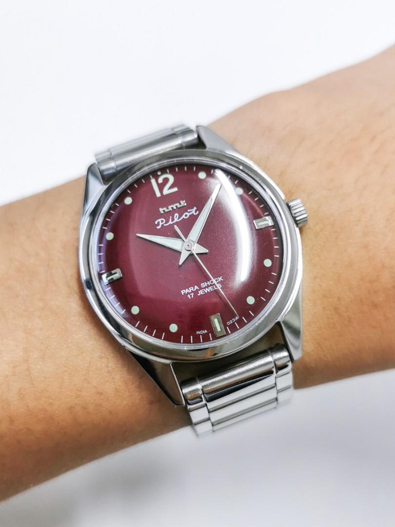 HMT Pilot Maroon, Men's Fashion, Watches & Accessories, Watches on ...