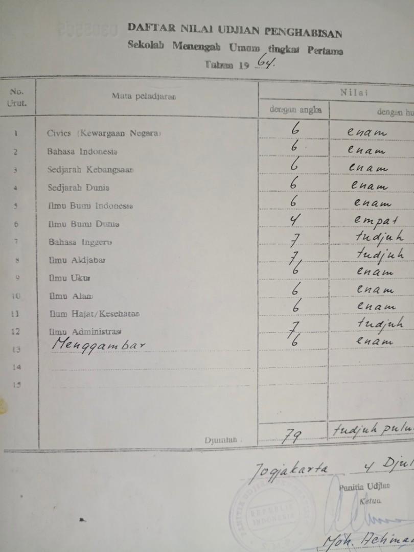 Ijazah SMU tahun 1964, Antik, Lainnya di Carousell