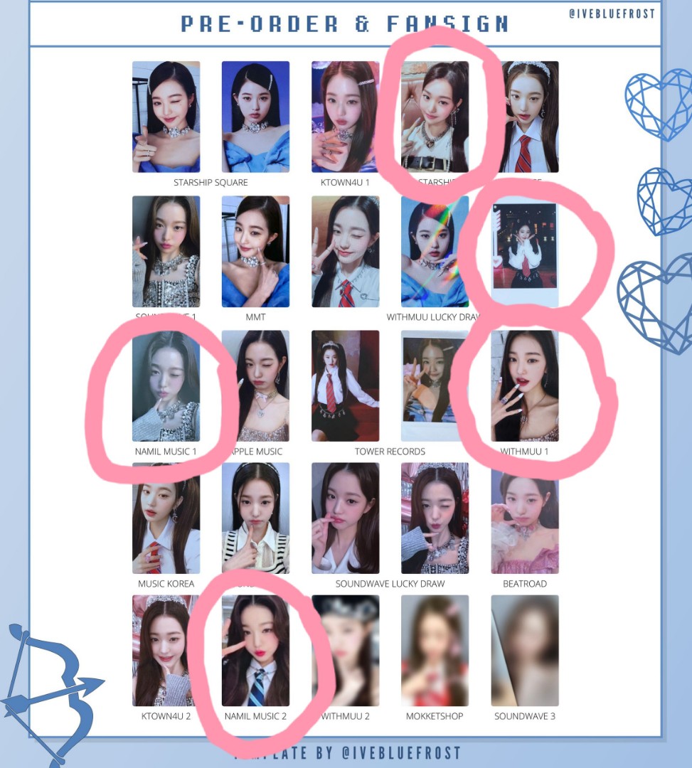 lf/wtt ive wonyoung love dive pob ssq mv withmuu ld polaroid namil music r1 r2 photocards (Yujin ...