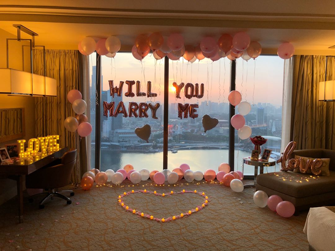 Marriage proposal decor set-up / hotel proposal / romantic decor ...