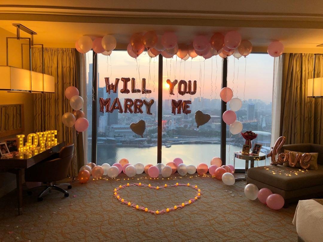 Marriage proposal decor set-up / hotel proposal / romantic decor ...