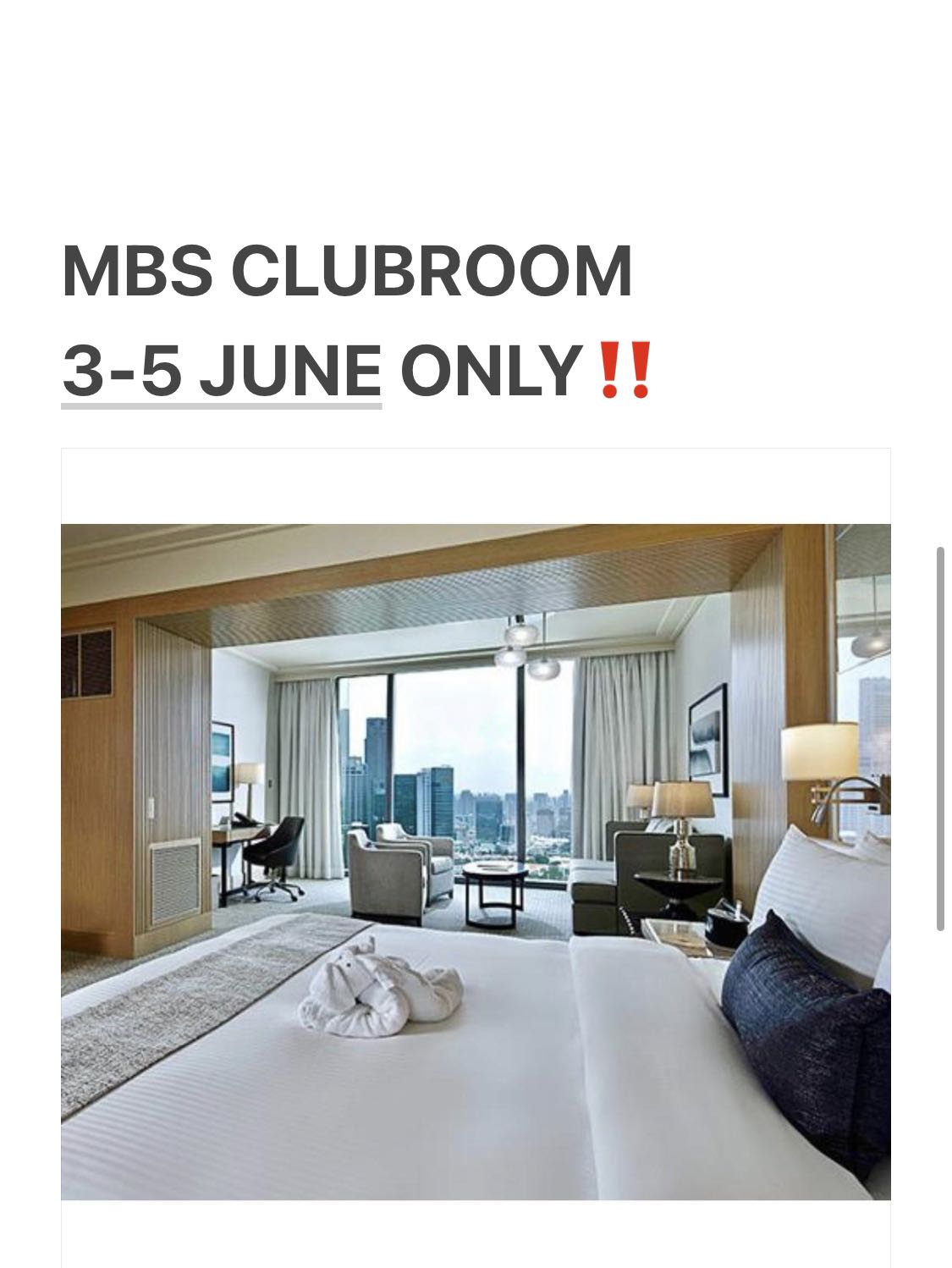 MBS CLUBROOM 3-5 June only, Tickets & Vouchers, Local Attractions & Transport on Carousell