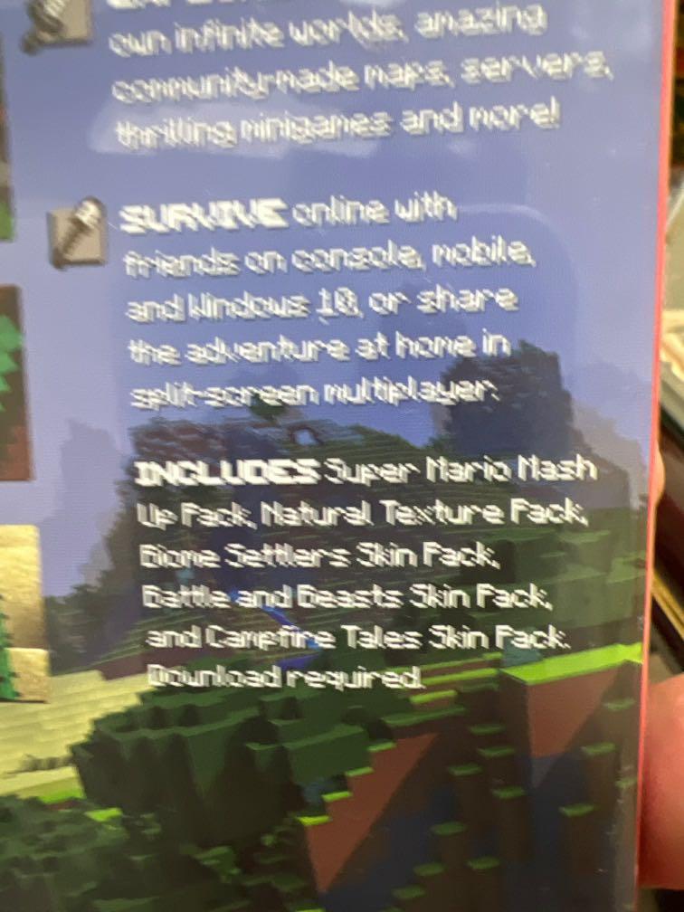 Minecraft game card with super Mario mash and other limited packs ...