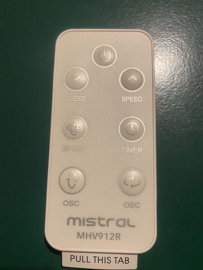 MISTRAL FAN REMOTE CONTROL MHV912R FAN REMOTE CONTROL, TV & Home ...