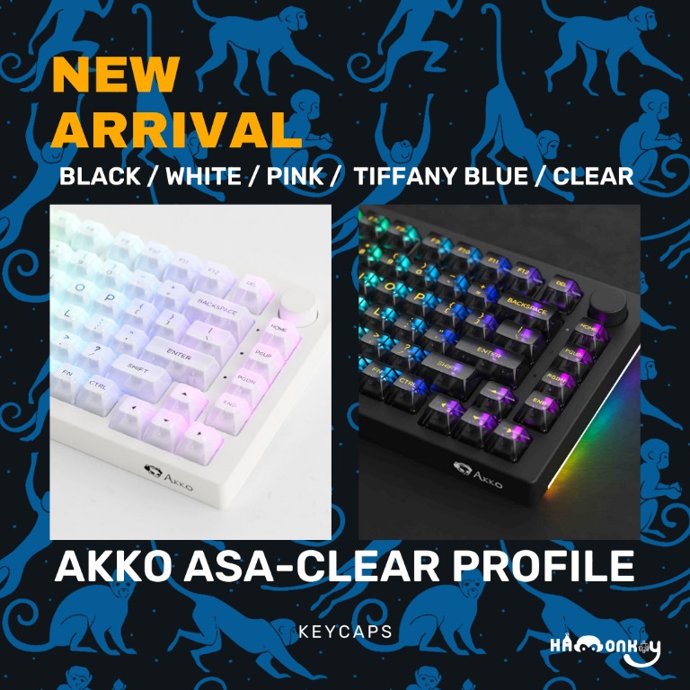 NEW AKKO Transparent Keycaps ASA Tiffany Blue, Computers & Tech, Parts ...