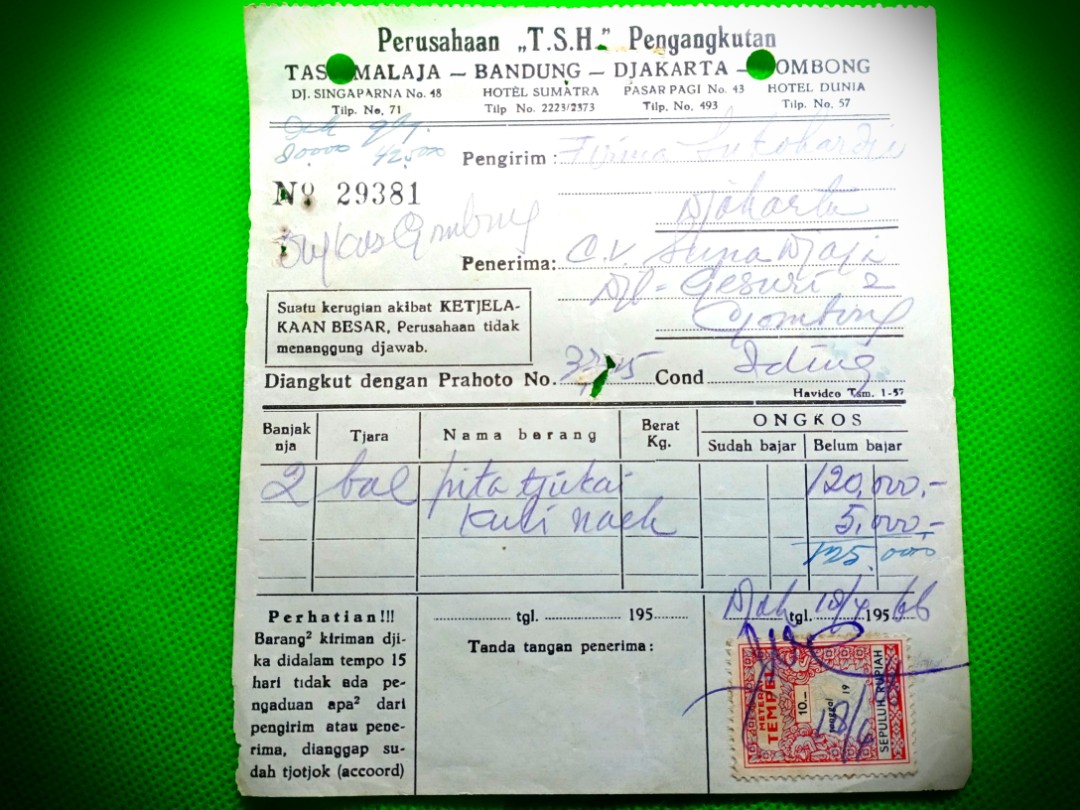 Nota lawas th. 1966 tertempel Materai 10 sen, Antik, Lainnya di Carousell