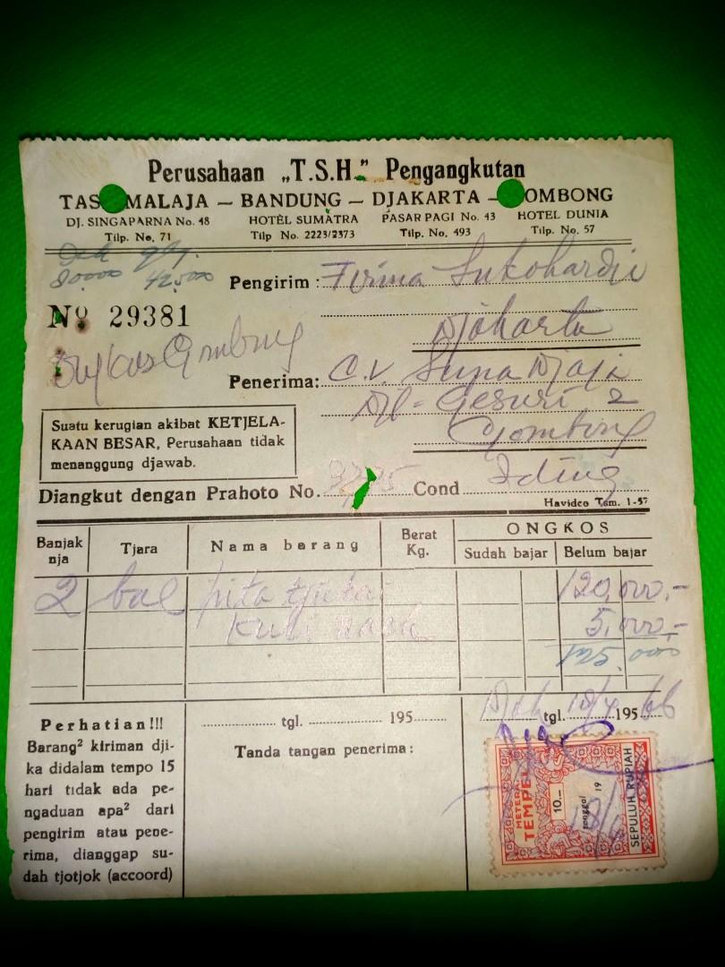 Nota lawas th. 1966 tertempel Materai 10 sen, Antik, Lainnya di Carousell