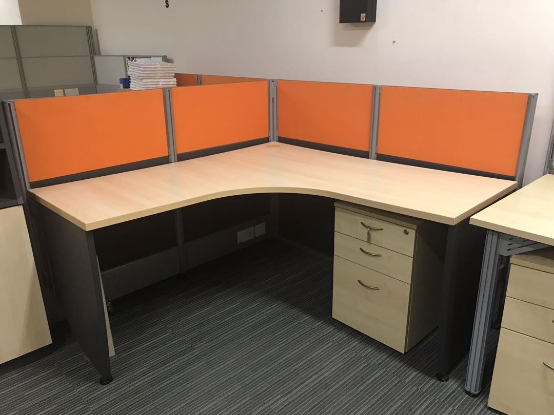 Office Table with partition, Furniture & Home Living, Furniture, Tables ...