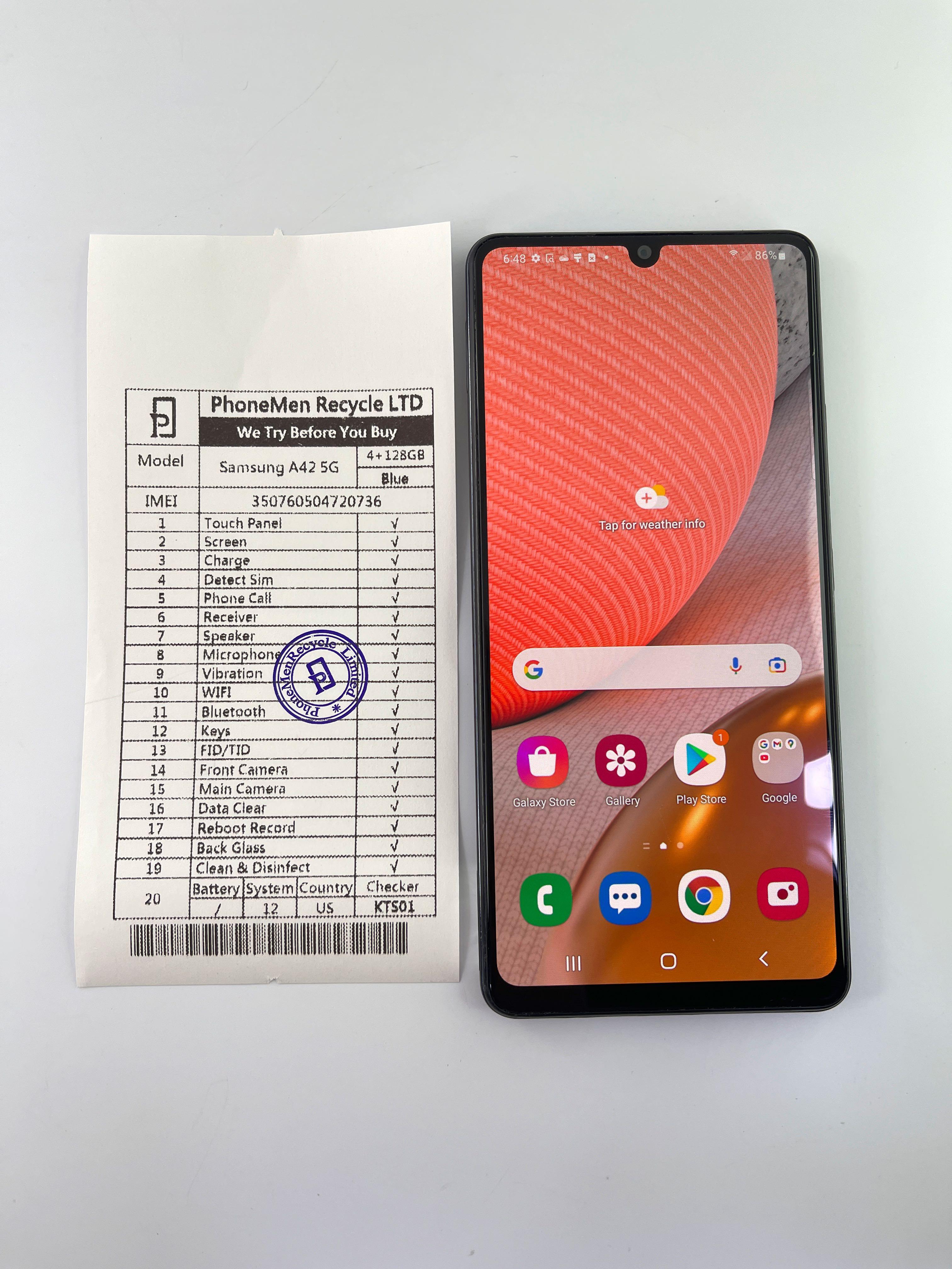 Samsung A42 4+128GB 5G Blue (SM-A426U), 手提電話, 手機, Android 安卓手機, Samsung ...