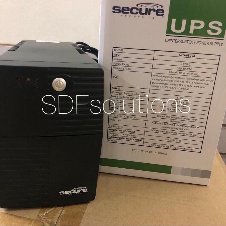 Secure 650VA UPS with built in AVP, Computers & Tech, Office & Business ...