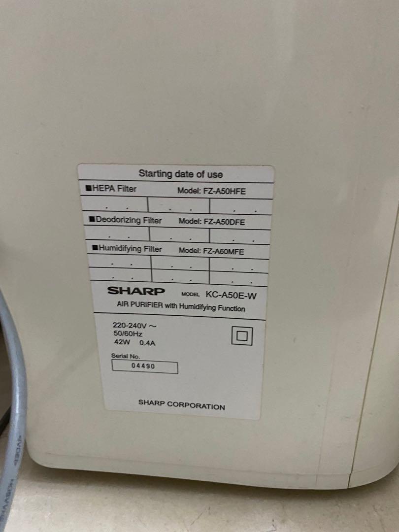 Sharp ion plasmacluster filter, TV & Home Appliances, Air Purifiers ...