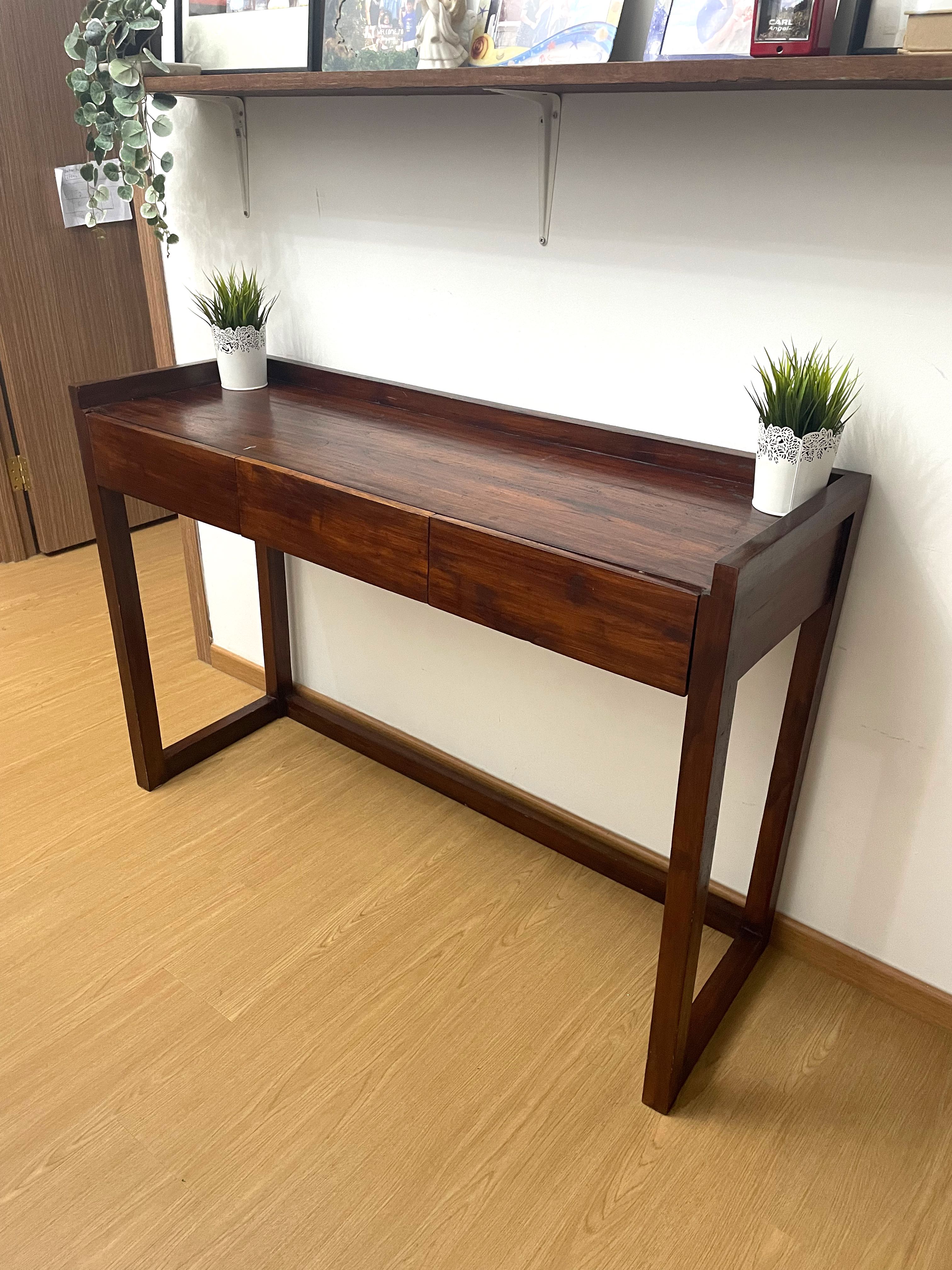 Teak console study table, Furniture & Home Living, Furniture, Tables ...