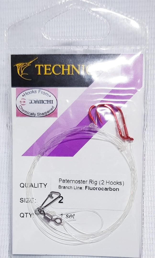 Technic Paternoster Rig (2x Daiichi Red Hook, Branch Line: Fluorocarbon ...
