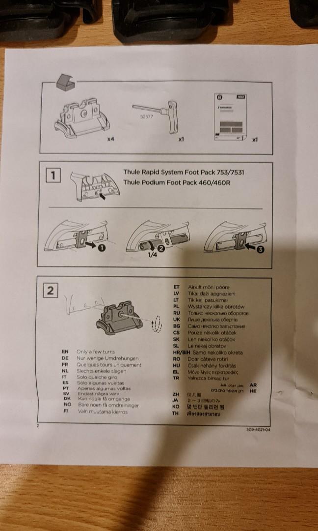 Thule Fitting Kit 4021 For V60 Volvo, Sports Equipment, Bicycles ...