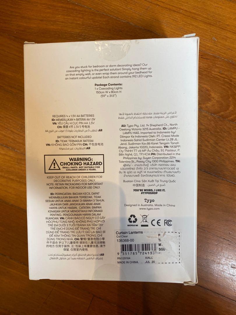 New: TYPO Curtain lights, Furniture & Home Living, Lighting & Fans ...