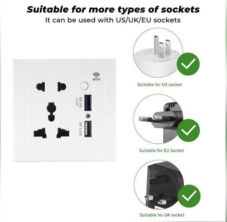 USB UK Wall Power Socket, TV & Home Appliances, Electrical, Adaptors ...