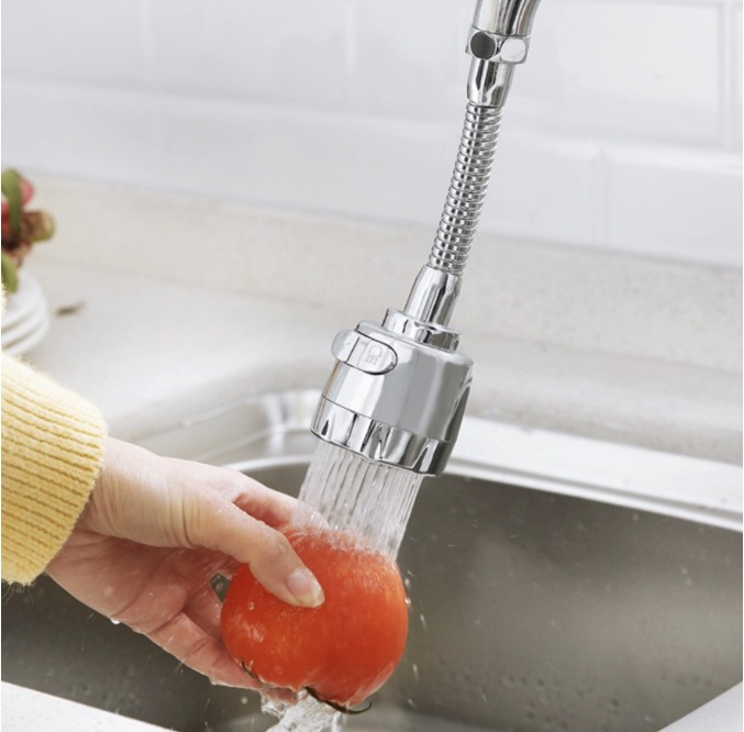 Water Tap Extension Splash-Proof 360 Degree Turnable Two Water Output ...