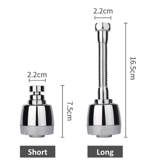 Water Tap Extension Splash-Proof 360 Degree Turnable Two Water Output ...