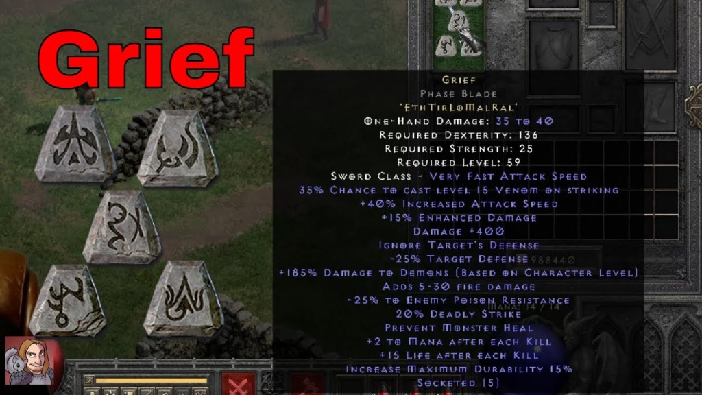Diablo 2 Resurrected (Ladder) - Unmade Grief Runeword, Video Gaming ...