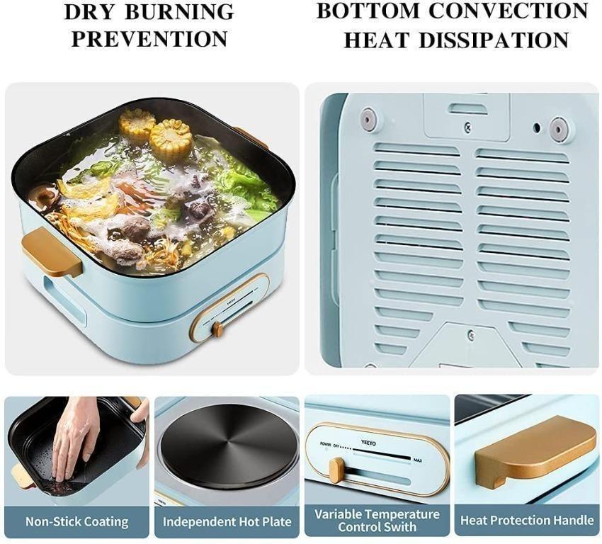 Electric Multi Cooker,3-in-1 Slow Cooking Pot,Non-Stick Grill Pan with ...