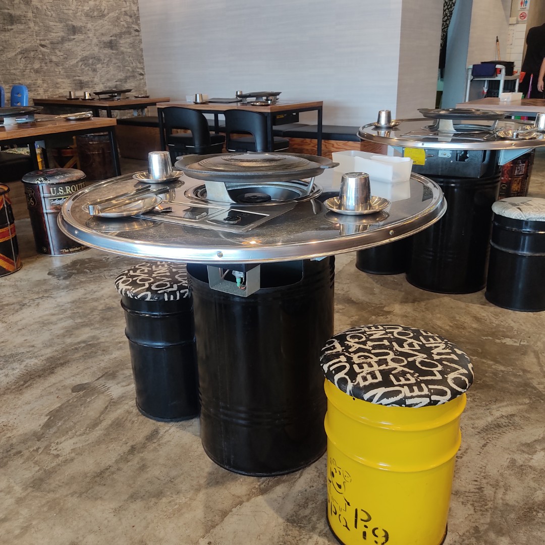 Korean BBQ Table with stool, Furniture & Home Living, Kitchenware ...