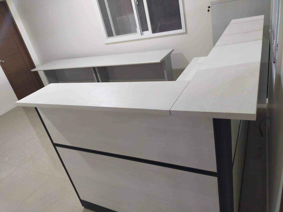 L shape reception desk in MDF laminated finish body, Furniture & Home ...