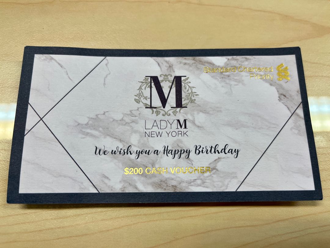 Lady M Cash Voucher 現金券, 門票＆禮券, 現金券、兌換券、禮券 - Carousell